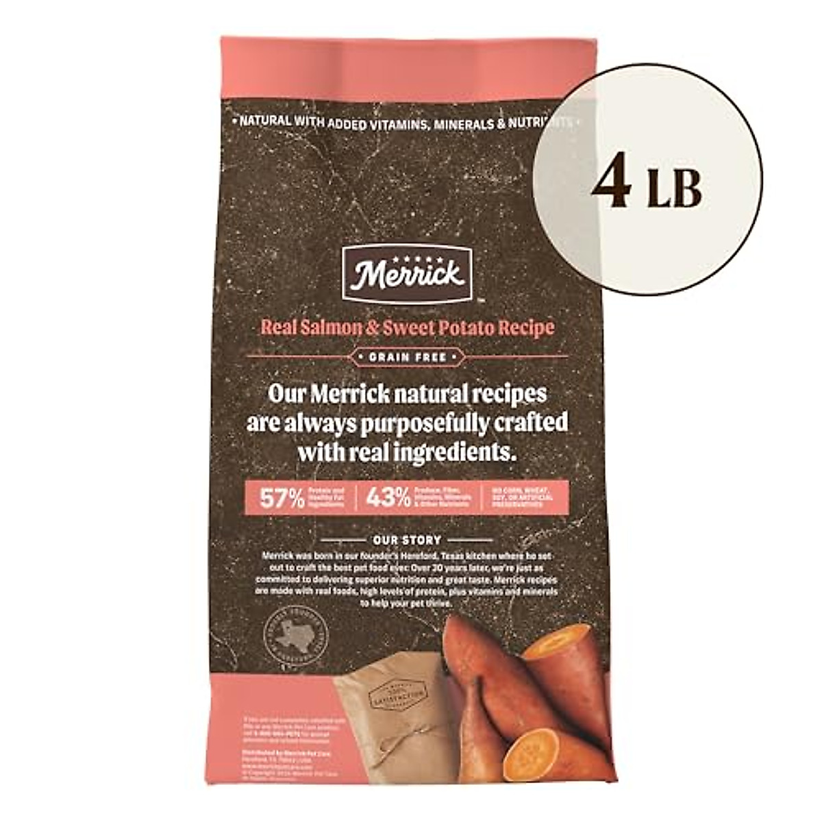 Merrick Premium Grain Free Dry Adult Dog Food, Wholesome And Natural Kibble With Real Salmon And Sweet Potato - 4.0 lb. Bag