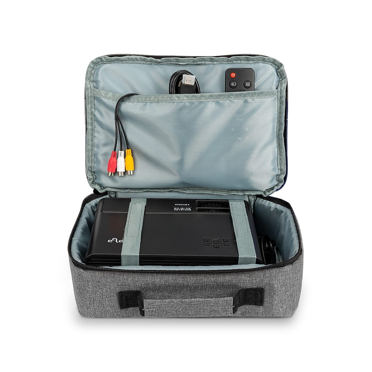 ELEPHAS Projector Case, Projector Carrying Bag with Accessories Pockets (12 x 7.5 x 4 Inches), Grey