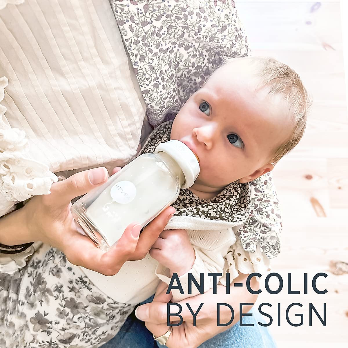 HEVEA Standard Neck Baby Glass Bottle Nipples Medium Flow: Glass Baby Bottle Nipples - Two-Pack - 100% Natural Rubber 3-24 Months