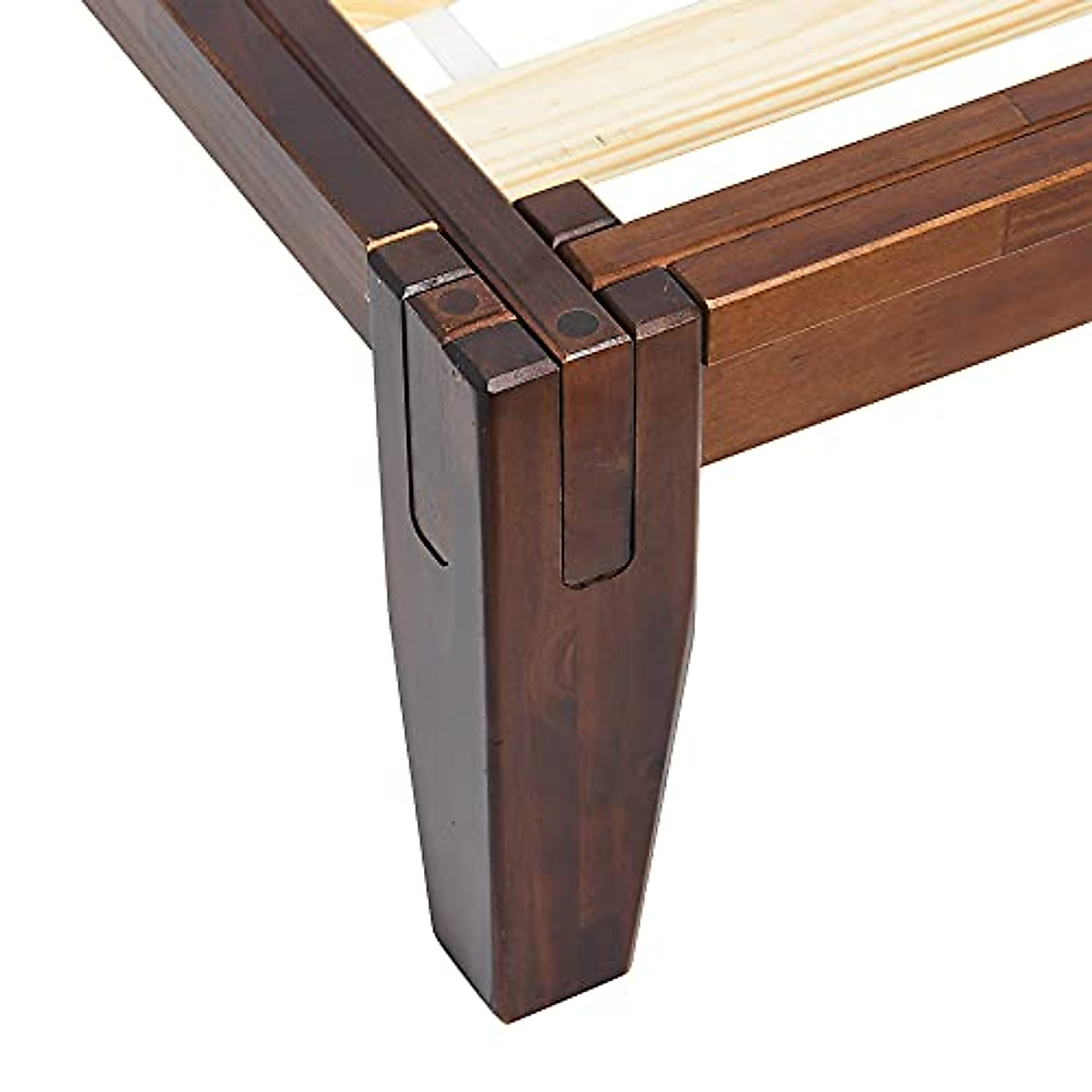 Main + Mesa Yume Modern Solid Wood Platform Bed with Japanese Joinery, Walnut Finish, Queen