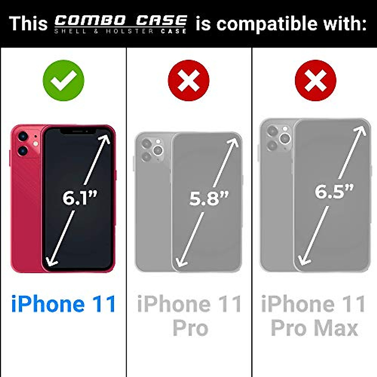 Aduro Combo Case & Holster for iPhone 11, Slim Shell & Swivel Belt Clip Holster, with Built-in Kickstand for Apple iPhone