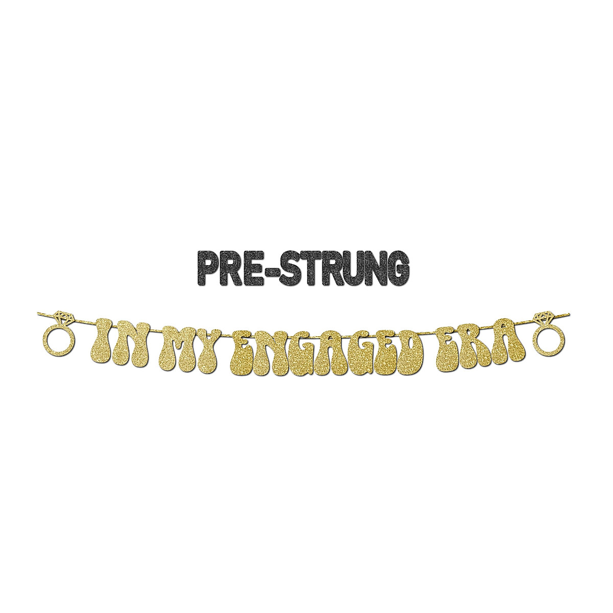 Pre-Strung In My Engaged Era Banner for Bachelorette Party Decorations,Bride To Be Backdrop, Bridal Shower Supplies,Gold Glitter（Engaged）