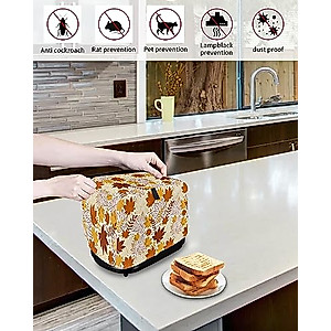 Toaster Dust Cover for Kitchen 2 Slice, Fall Thanksgiving Orange Maple Leaves Texture Bread Maker Cover Toasters Covers for Fingerprint Protector Washable Kitchen Small Appliance Cover (12x7.5x8in)
