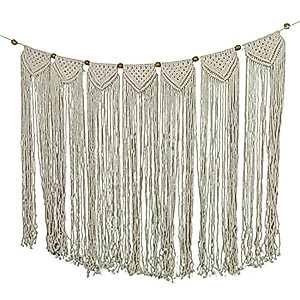 Macrame Wall Hanging Curtain Bohemian Wall Decor Woven Home Decoration for Apartment Bedroom Living Room Fringe Garland Banner for Gallery Baby Nursery, 47" L X 28" W