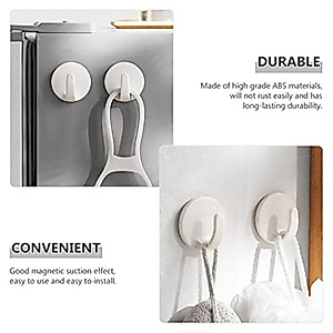 DOITOOL 8 Pcs Magnetic Hooks Fridge Magnetic Hooks Wreath Hanger Coat Towel Rack Wall Mount Hook for Locker Kitchen Bedroom Garage White