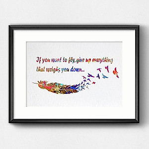 Dignovel Studios 8X10 Unframed Feather Motivational Inspirational Inspiring Quotes Watercolor Art Print Poster Home Decor DN505