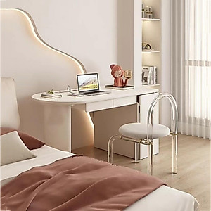 ACICS Transparent Crystal Chair Modern Kitchen Dining Chairs Cosmetic Chair Upholstered Acrylic Chair for Living Room, Bedroom，Makeup Room(40 * 40 * 70cm, Pink)