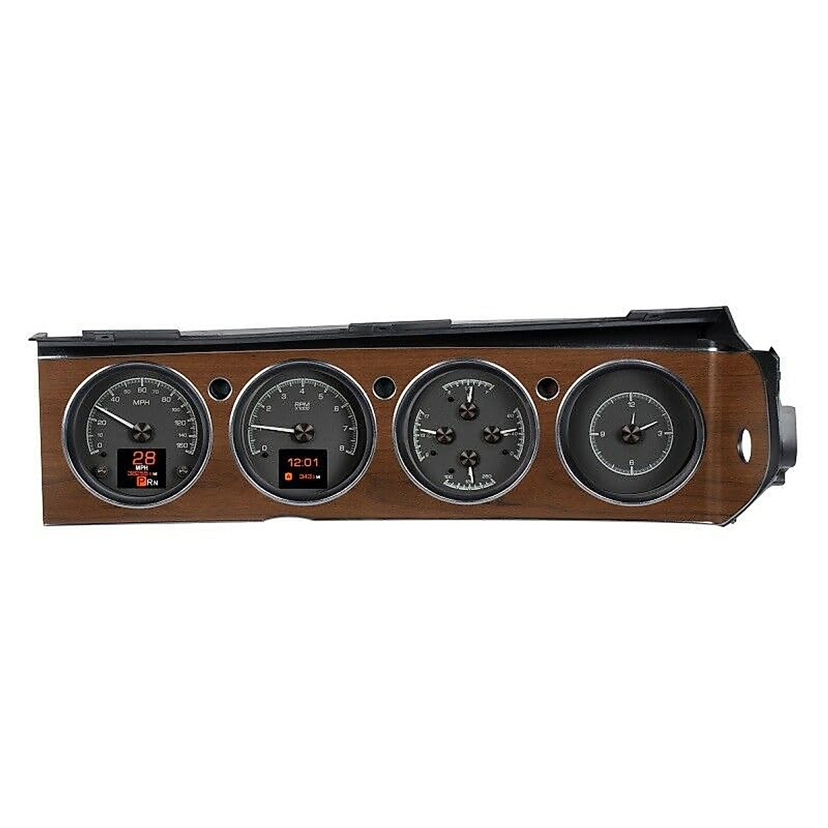 Dakota Digital HDX-70D-CLG-K Compatible with 1970-74 Dodge Challenger and 1970-74 Plymouth Cuda with Rallye Dash Customizable Analog Gauge System Black Alloy