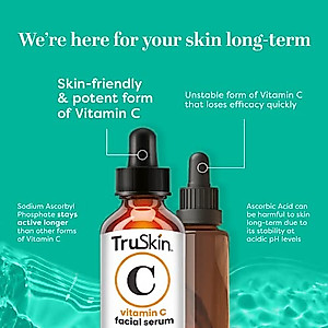 TruSkin Vitamin C Serum for Face – Anti Aging Face & Eye Serum with Vitamin C, Hyaluronic Acid, Vitamin E – Brightening Serum for Dark Spots, Even Skin Tone, Eye Area, Fine Lines & Wrinkles, 2 Fl Oz