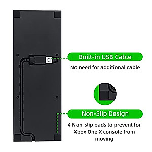 Mcbazel Vertical Cooling Stand for Xbox One X, Cooling Fan Stand with 3 USB Ports and Light Bar Compatible with Xbox One X Console Only - Black