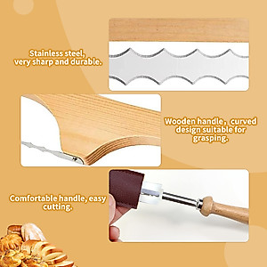 AmaCielo Bread Bow Knife, Bread Knife for Homemade Bread, 16.5 Inch Wooden Double-Sided Serrated Bread Slicer, Bread Cutter for Sourdough, Bagels, Baguettes, Premium Stainless Steel