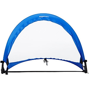 Amazon Basics Pop-Up Soccer Goal Net Set with Carrying Case - 2.5 Feet, Blue