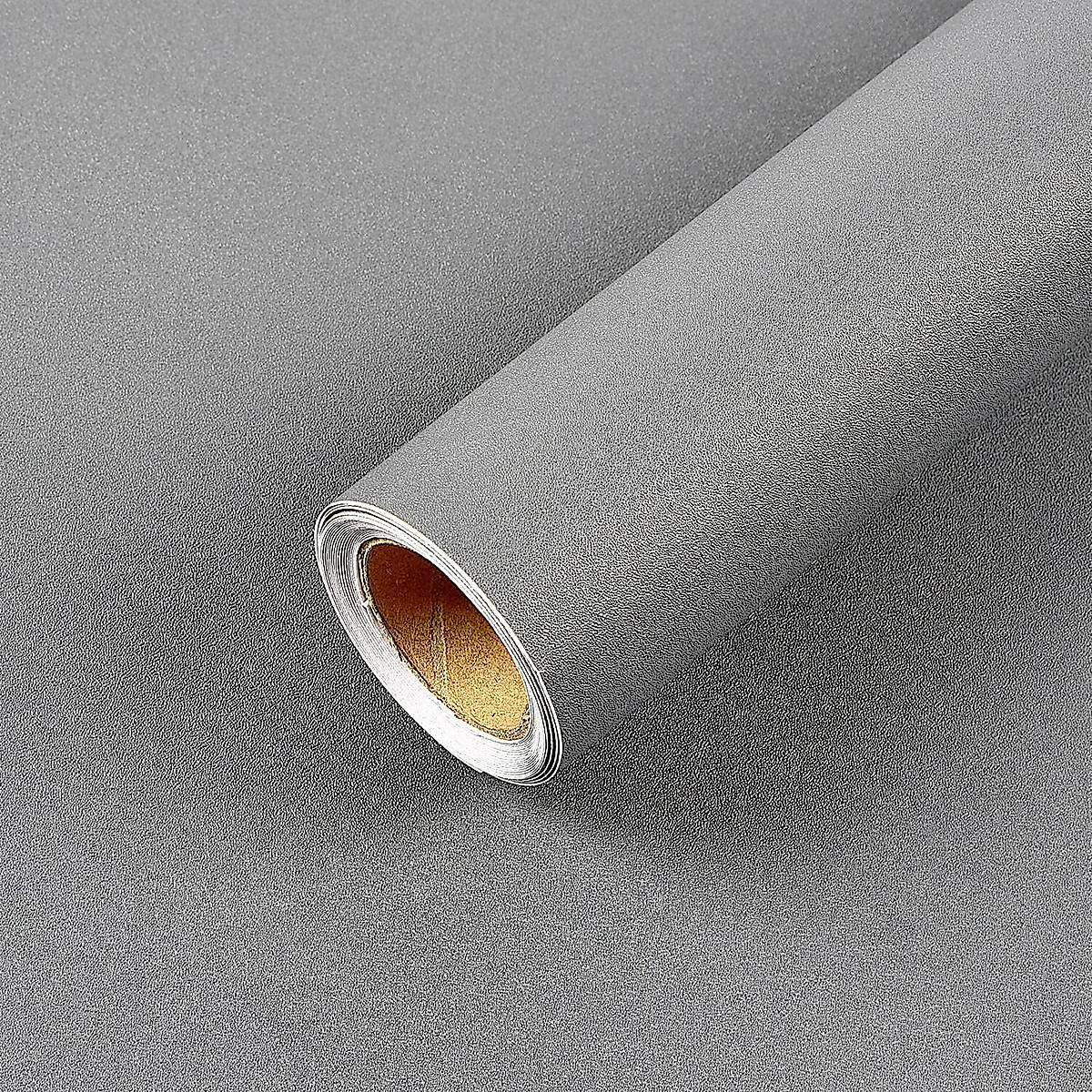 17.51" x118"Grey Wallpaper Peel and Stick Wallpaper Removable Self Adhesive Grey Contact Paper for Cabinets Bedroom Bathroom Wall Covering Matte Textured Waterproof Wallpaper DIY Decorative