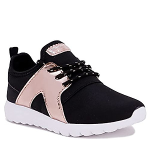 LONDON FOG Girls Angel Lane Metallic Fashion Sneaker Lace-Up Athletic Running Shoe (Big Kid - Little Kid) Rose 2