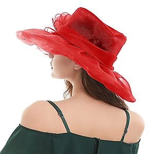 Zando Kentucky Derby Hats for Women 2024 Church Hats for Women Elegant Organza Victorian Hat Fancy Tea Party Hats Wedding Fascinators Hats for Women Fashionable Derby Hat for Women Black Hat