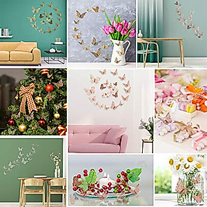 ForTomorrow Butterfly Wall Decals Gold Metallic Paper 3D Home Decor Art Stickers DIY Man-Made Decorative Murals for Living Room Kids Girls Bedroom Nursery Party