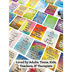 Positive Affirmation Cards - 54 Affirmations, 150+ Inspirational Questions - Beautifully designed with Storage Case, Daily Self Care Kit & Mindfulness Gift for Kids, Teens, Men & Women