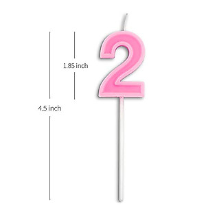 Dobmit Birthday Candle Numbers Cute Pink Happy Birthday Candle, Number 2