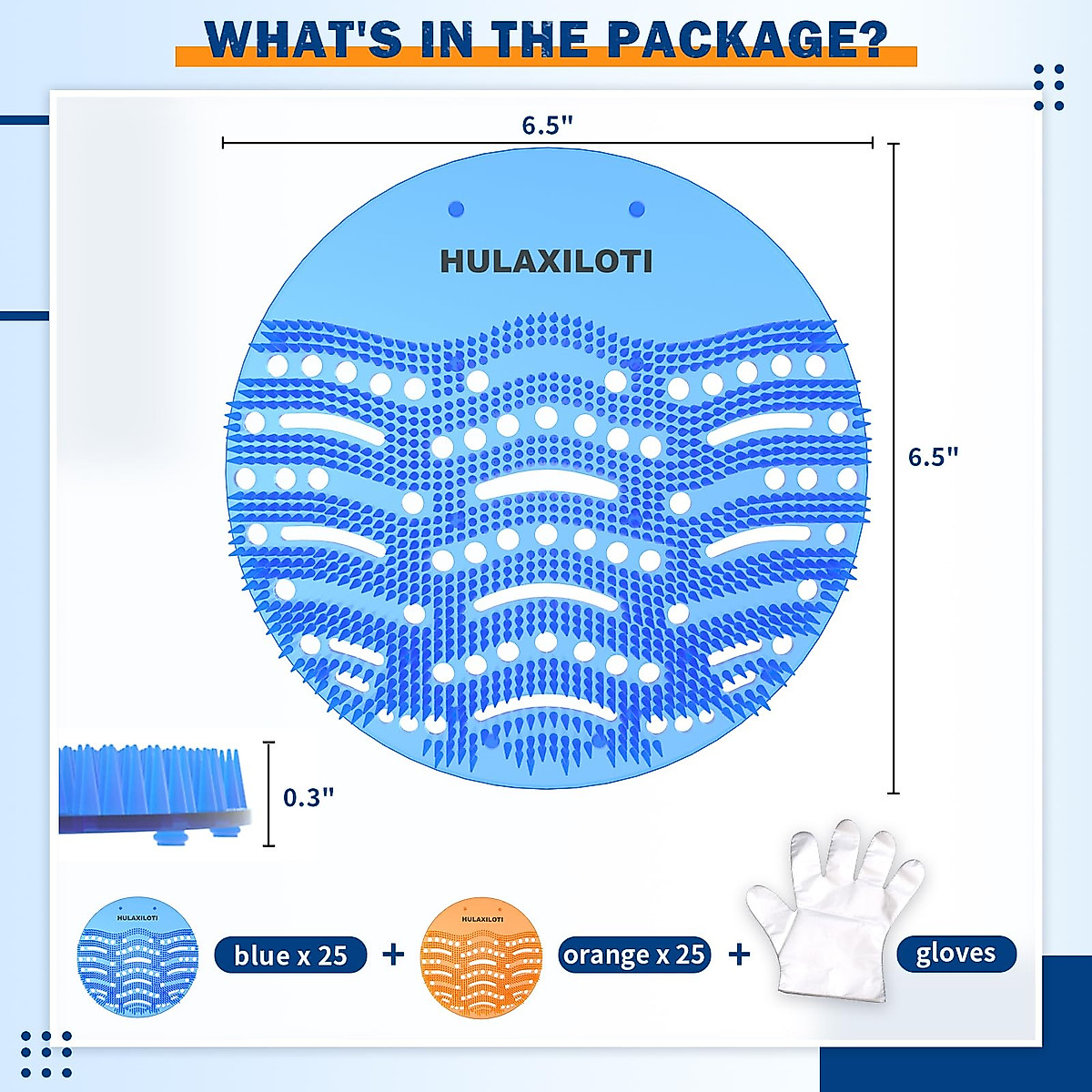 Urinal Screen Deodorizer(50 pack), Anti-Splash Urinal Screens Cakes with Long-Lasting Fragrance for Men Toilet Bathroom Airport Office Mall Hotel (25 Blue, 25 Orange)