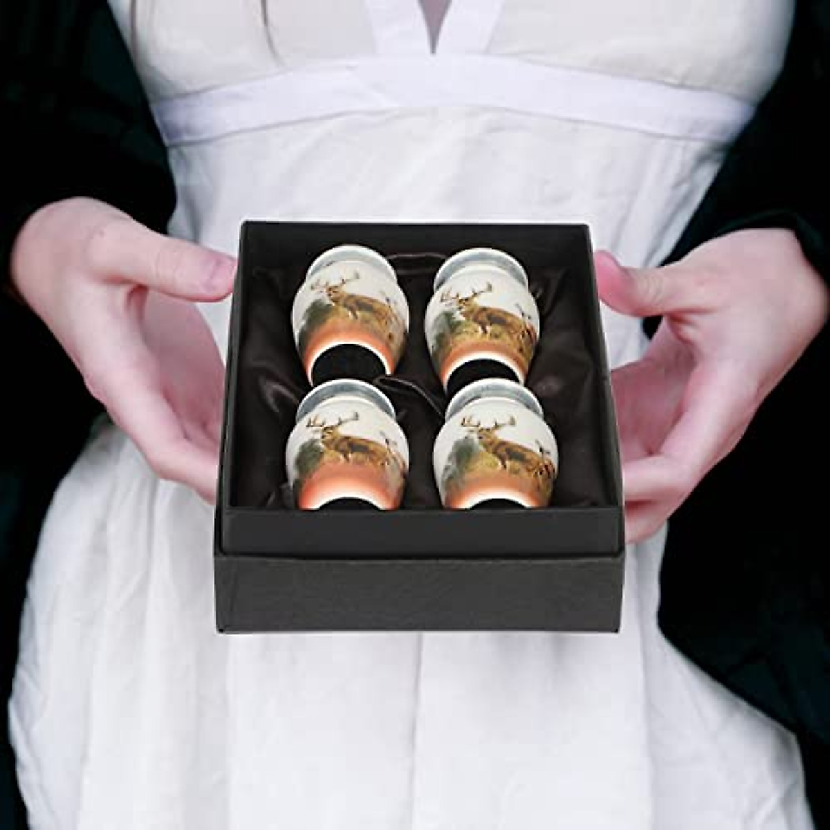 BOLD & DIVINE Keepsake Cremation Urns for Human Ashes - Decorative Urns, Urns for Human Ashes Female & Male, Urns for Ashes Adult Female, Funeral Urns | Mini Urn Set of 4 Deers