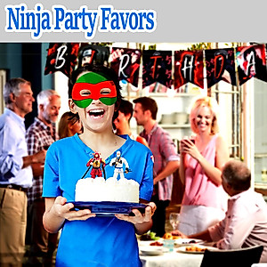 HAPTIME Ninja Action Figures, 6 Pack Ninja Figure Toys for Boys, 3.5-Inch Ninja Warriors with Weapon Accessories, for Kids Ages 3+, Cake Topper