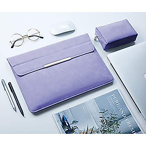 KALIDI 13.3-14 inch Laptop Stand Sleeve Case Faux Suede Leather for 13.3 13.5 13.6 14 inches MacBook Air Pro Retina 13"-14" Surface Pro with Pouch