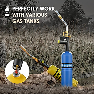 Propane Torch Head High Intensity MAPP Gas Torch Kit MAP Pro Trigger Start Torch Head for Propane MAPP MAP/PRO Tank Welding Soldering Stripping Paint Searing Steak