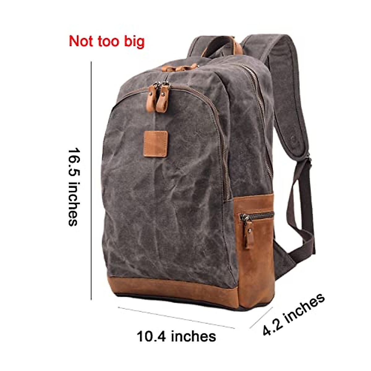 WUDON Canvas Leather Backpack for Women - Casual Style Shoulder Rucksack for Daypack Vintage Backpacks