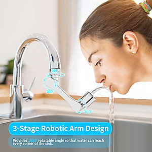 Longing Home 1080° Swivel Faucet Extender, Heavy Duty Rotating Sink Extension, Universal Swivel Multifunctional Robotic Arm, Rotating Splash Filter Extension Faucet Aerator for Kitchen Bathroom-2 Pcs