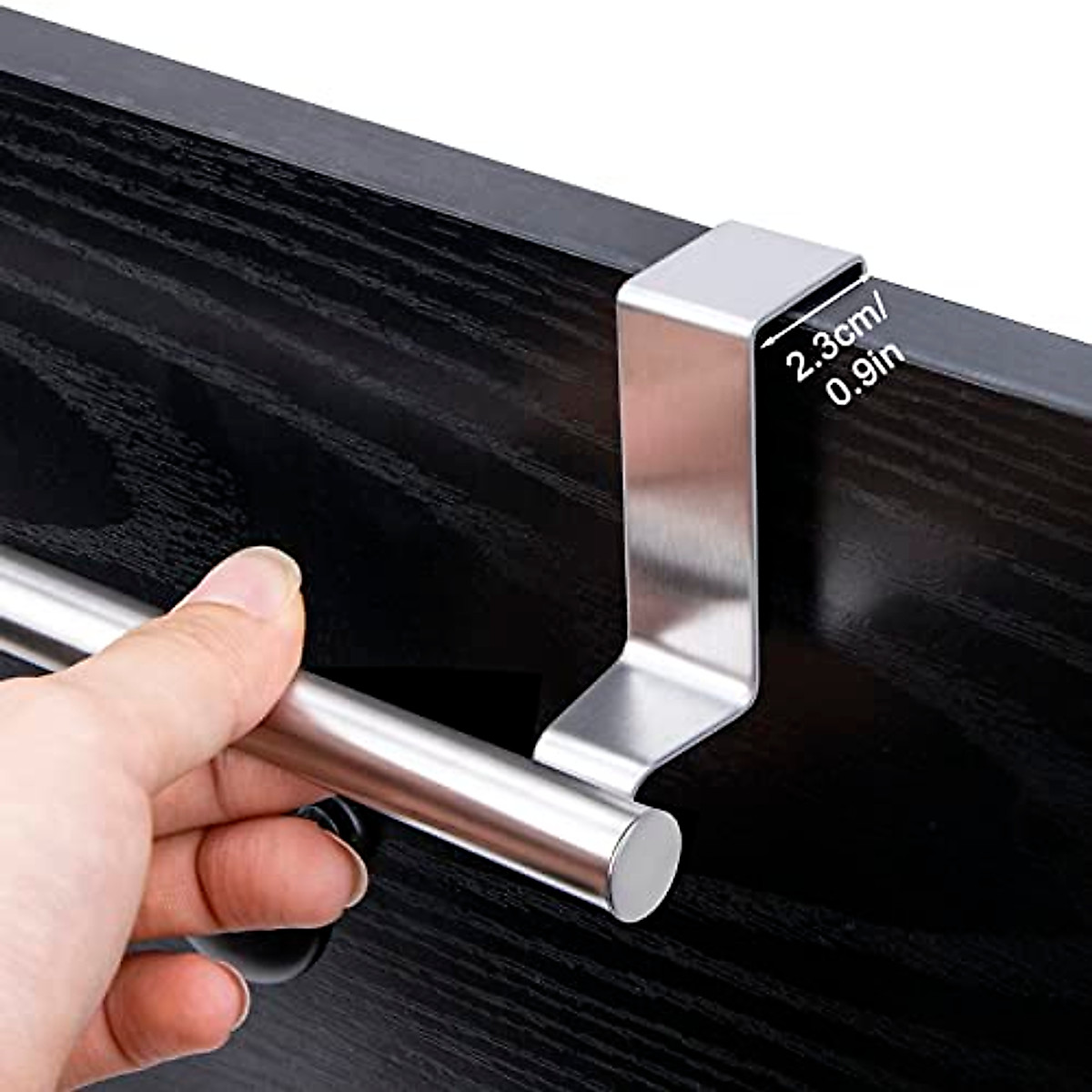 Cabinet Door Towel Bar, Dish Towel Rack for Cabinet, Stainless Steel Kitchen Towel Holder, Over The Door Hand Towel Hanger for Kitchen Bathroom Cupboard, 2 Pack (1*Small+ 1*Large)