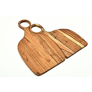 Woodlery Organic Acacia Wood Couple Valentine kitchen Cutting Chopping Board with Handles for Butcher Block Cheese Vegetables Fruit Salad (Set of 2 Couple Board 16L x 9W, 13L x 7W Inches)