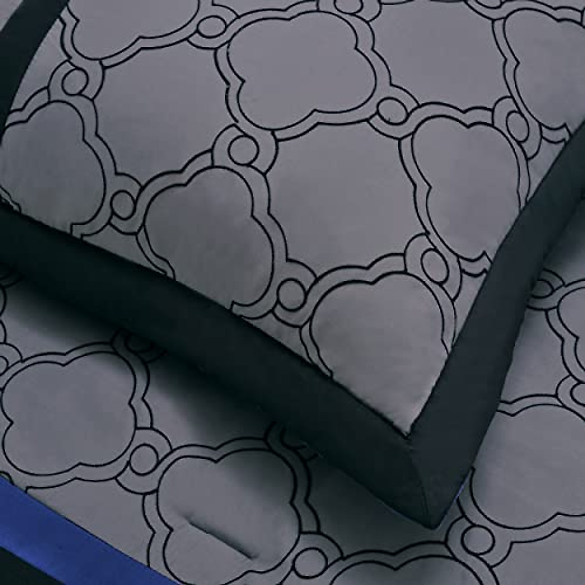 SUPERIOR Maxfield 8 Piece Embroidered Comforter Set, Queen, Blue