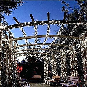 iShabao Solar Color Changing Christmas Lights, 72ft 200 LED White & Warm White Tree Lights, Waterproof 11 Lighting Modes Outdoor Christmas Lights for Yard Garden Holiday Christmas Decorations