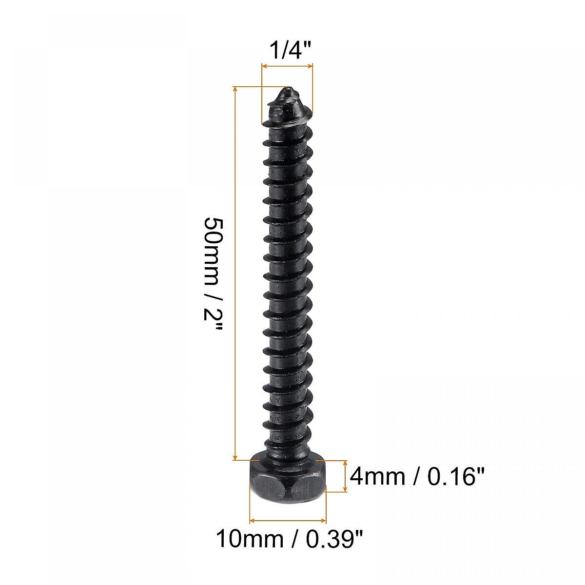 uxcell Hex Lag Screws 1/4" x 2" Carbon Steel Phillips Head Half Thread Self-Tapping Bolts for Deck Building or Joining Lumber 25pcs