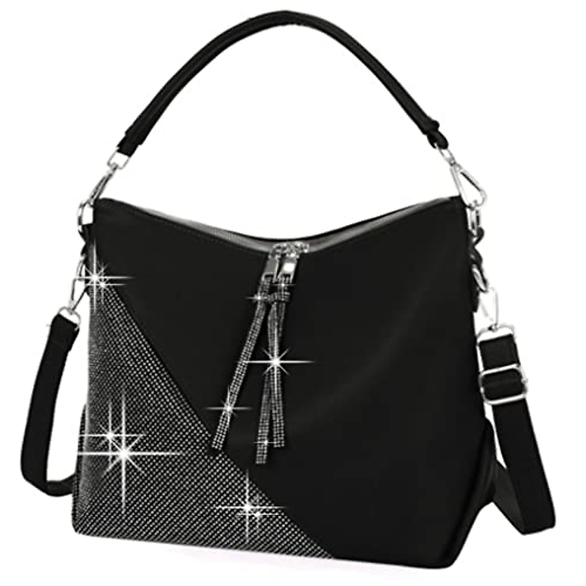 Zzfab Triangle Gem Sparkle Hobo Bag Bling Cross Body Bag
