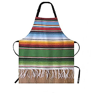 WONDERTIFY Mexican Style Apron,Traditional National Blankets Colorful Lines Bib Apron with Adjustable Neck for Men Women,Suitable for Home Kitchen Cooking Waitress Chef Grill Bistro Baking BBQ Apron