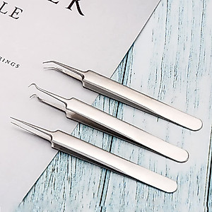 3 Pcs Stainless Steel Blackhead Splinter Remover Tweezers Blackhead Removal Needle Pointed Tweezers Ingrown Hair Tweezers
