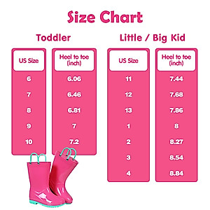 Colorxy Kids Rain Boots for Boys Waterproof Toddler Rain Boots with Easy-On Handles, Hot Pink Size Big Kid 4