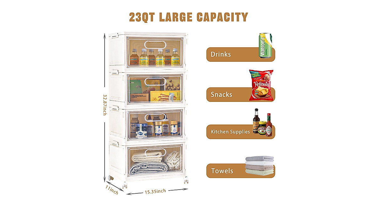 4 Tier Stackable Storage Bins - Versatile & Durable