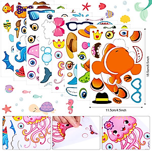 48 Pcs Ocean Animal Stickers Craft for Kids Under The Sea Party Favors Summer Stickers Beach Craft Kit Make a Sea Sticker Sheets Mermaid Party Shark Themed Birthday Baby Shower Party Supplies