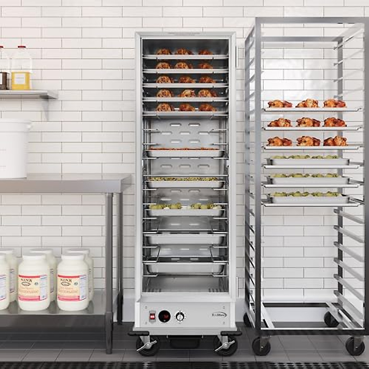 KoolMore 33 in. Commercial Non-Insulated Heated Holding Cabinet with Wire Racks and Glass Door in Silver, UL and NSF Listed (KM-CH36-WNGL)