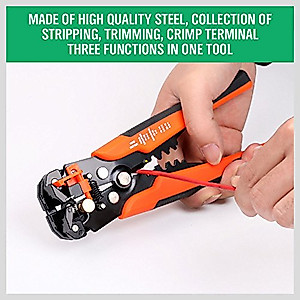 HORUSDY Wire Stripping Tool, Self-adjusting 8" Automatic Wire Stripper/Cutting Pliers Tool for Wire Stripping, Cutting, Crimping 10-24 AWG (0.2~6.0mm²)