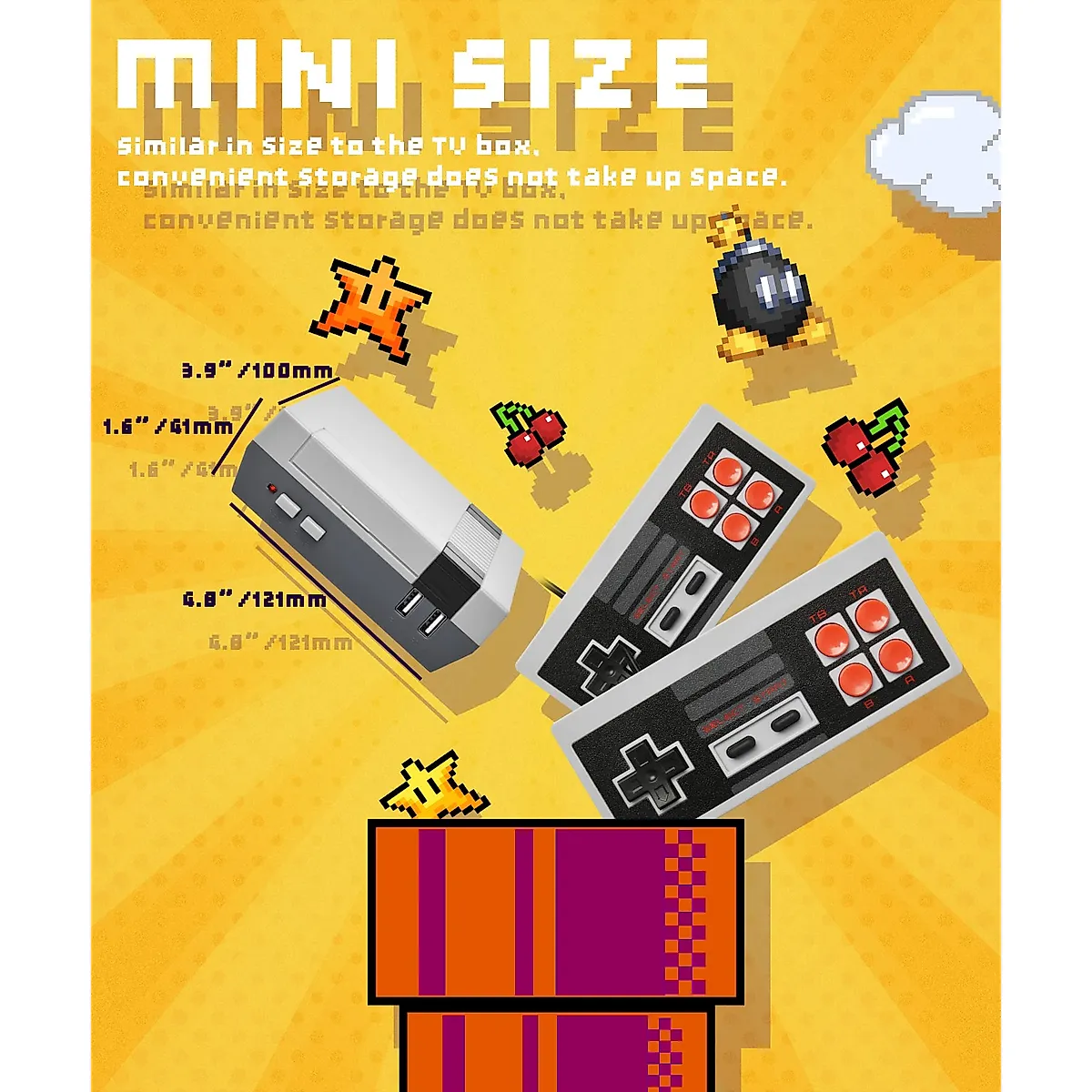 Retro Mini Game Console, with Preloaded 870+ Classic Video Games, HDMI Output, 2 Controllers，Old-School 8-bit System, Gift of Childhood Memories …