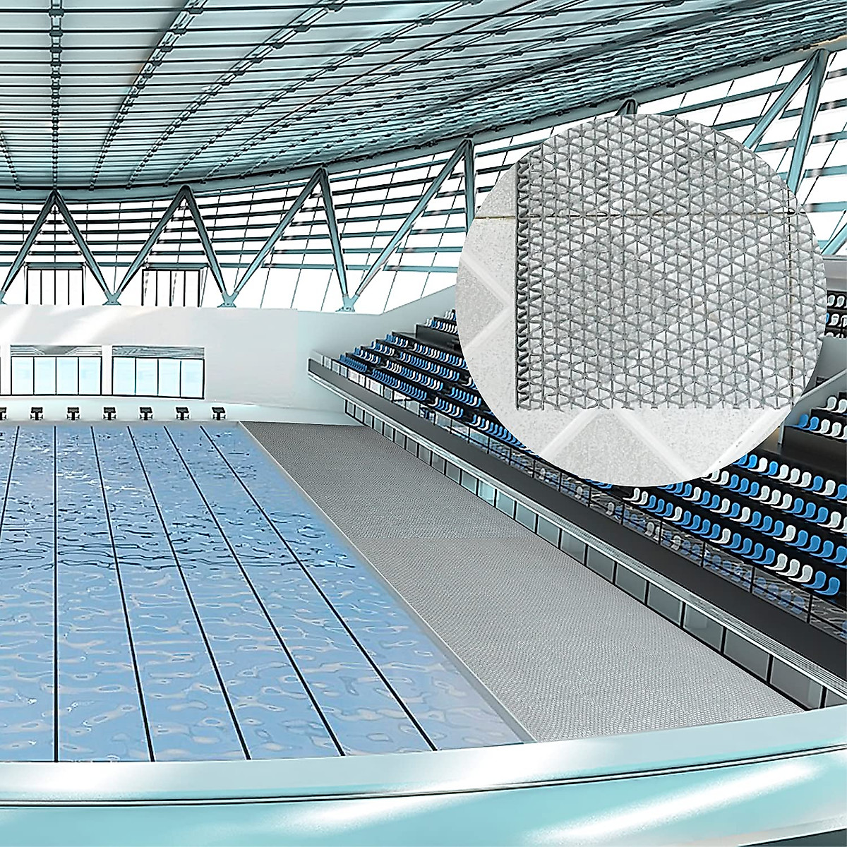 jxgzyy Commercial Drainage Mat PVC Non Slip Wet Area Commercial Floor Mat 3x16.4 Ft 0.22'' Thick Pool Drain Floor Mat Door Mat Roll for Restaurant Bars Bathroom Patio Outdoor Indoor Rug (Grey)