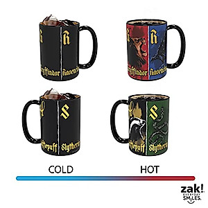Zak Designs Harry Potter Ceramic Color Changing Mug and Plate Set for Coffee, Tea, Breakfast or Dessert with Unique Heat Reactive Artwork (2-Piece, Non BPA, Hogwarts)