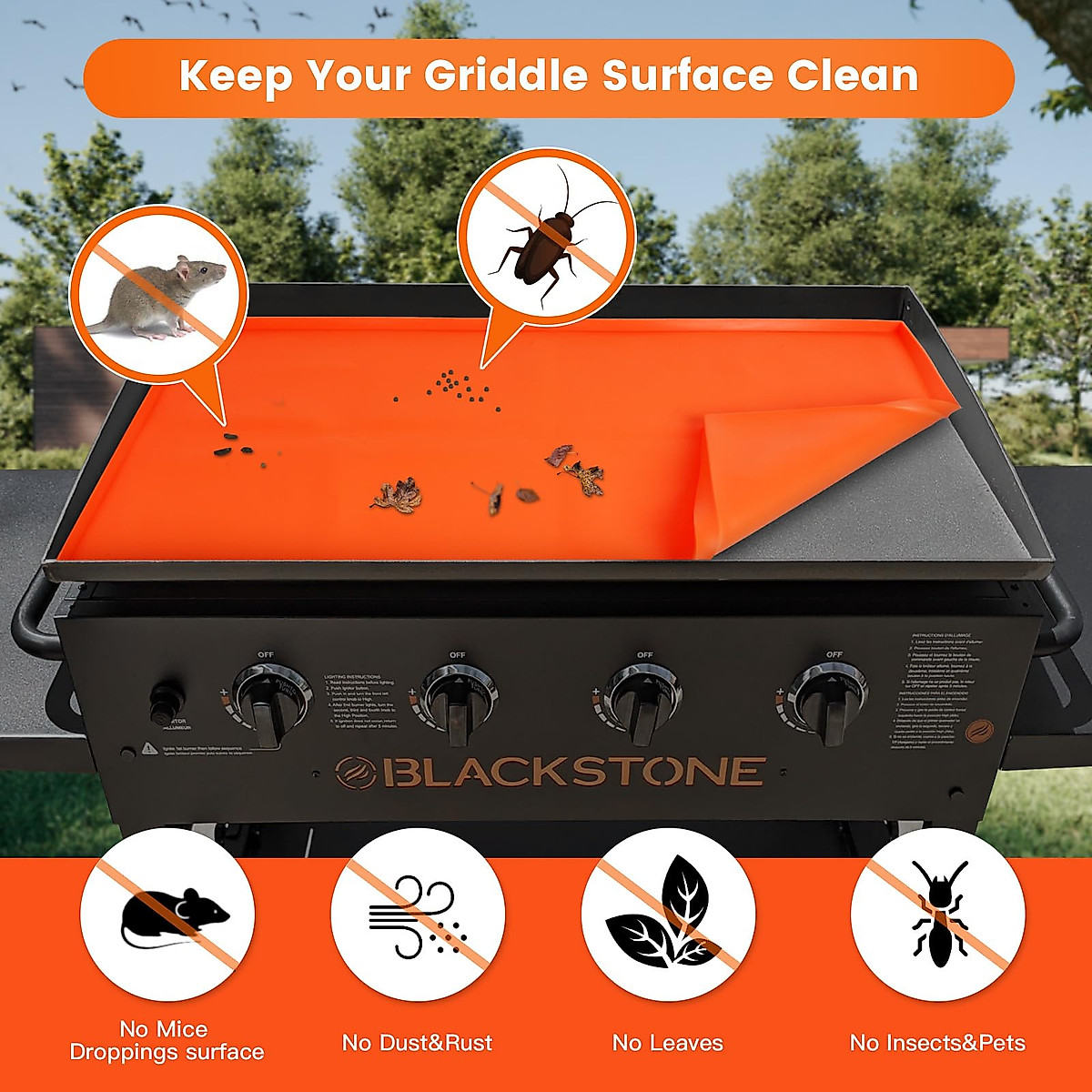 Silicone Griddle Mat for Blackstone 28 Inch Griddle,Heavy Duty Silicone Mat,Blackstone Silicone Griddle Cover To Protect Grill Top Clean from Insects and Dust