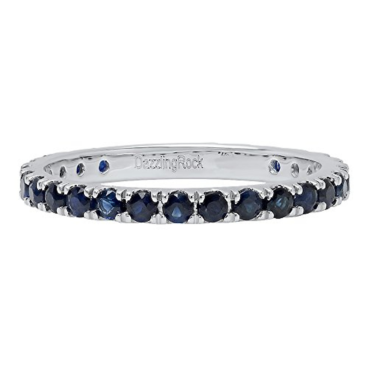 Dazzlingrock Collection 2mm Round Blue Sapphire Eternity Wedding Ring for Her in 10K White Gold Size 7