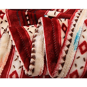 All American Collection Super Soft Ultra Comfort Plush Microfiber Solid Throw Blanket for Couch Home Bedroom Living Room (King, Beverly Burgundy Southwest)