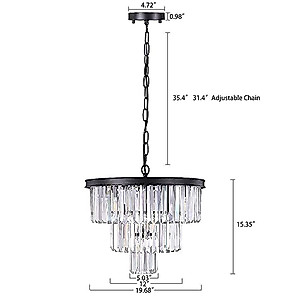 Wellmet Crystal Chandelier, Contemporary Modern Chandeliers Adjustable for Living Room, Dining Room, Pool Table Light, Kitchen Island Lighting