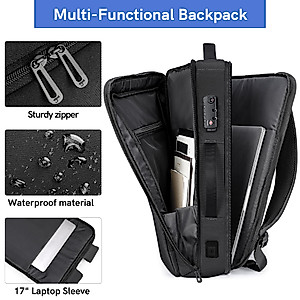 VGOAL 3 in 1 Laptop Backpack, 17.3 Inch Computer Bag Travel Casual Daypack Hiking Backpacks Lightweight Waterproof Backpack with USB Port for Men and Women (BLACK)